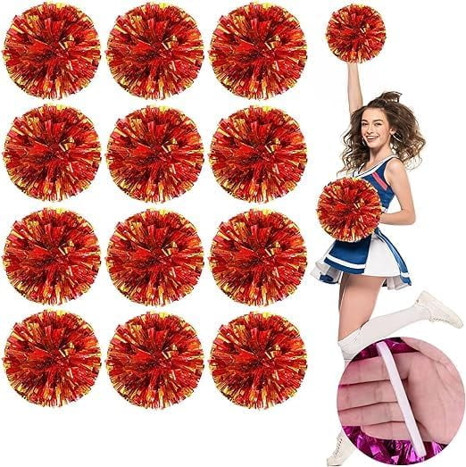 SHANJIA Cheer Pom Pom, 12PCS Cheerleading Flower Ball, Plastic Pom Poms ...