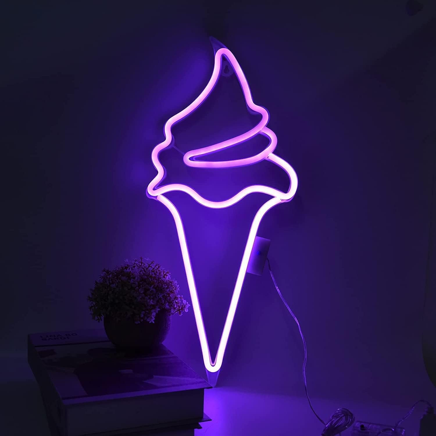 SHANJIA LED Neon Light Sign, Ice Cream Neon LightsLed Neon Light Ice ...