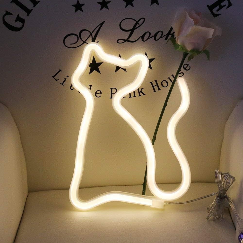 SHANJIA Neon Night Light, LED Neon Cat Light Signs Cat Neon Lights Wall ...