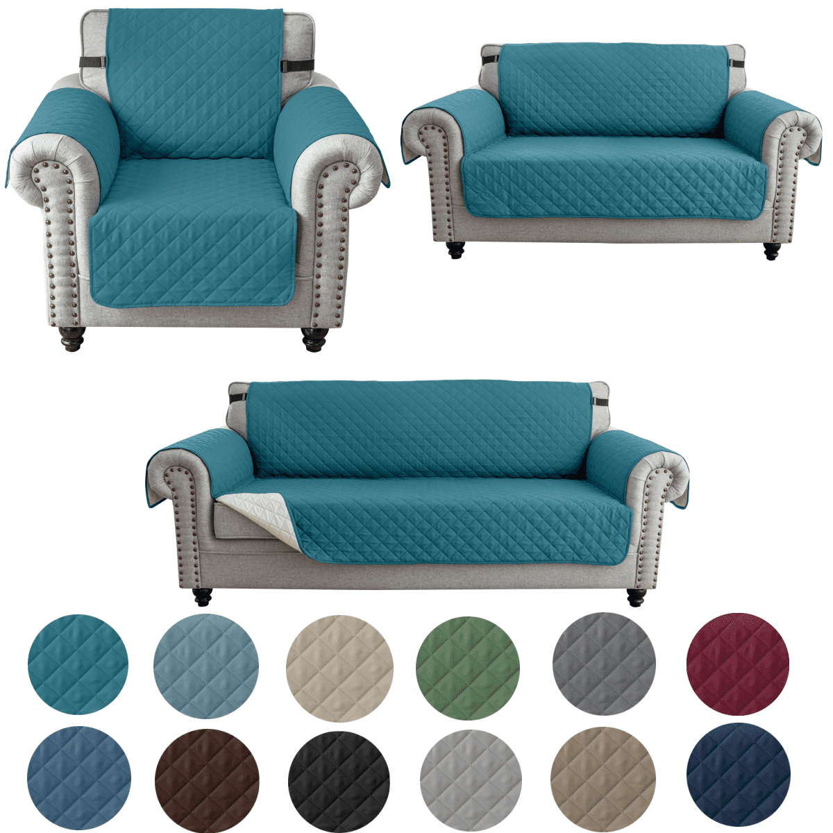 SHANNA 1/2/3 Seater Quilted Sofa Couch Cover Pad Water Resistant ...