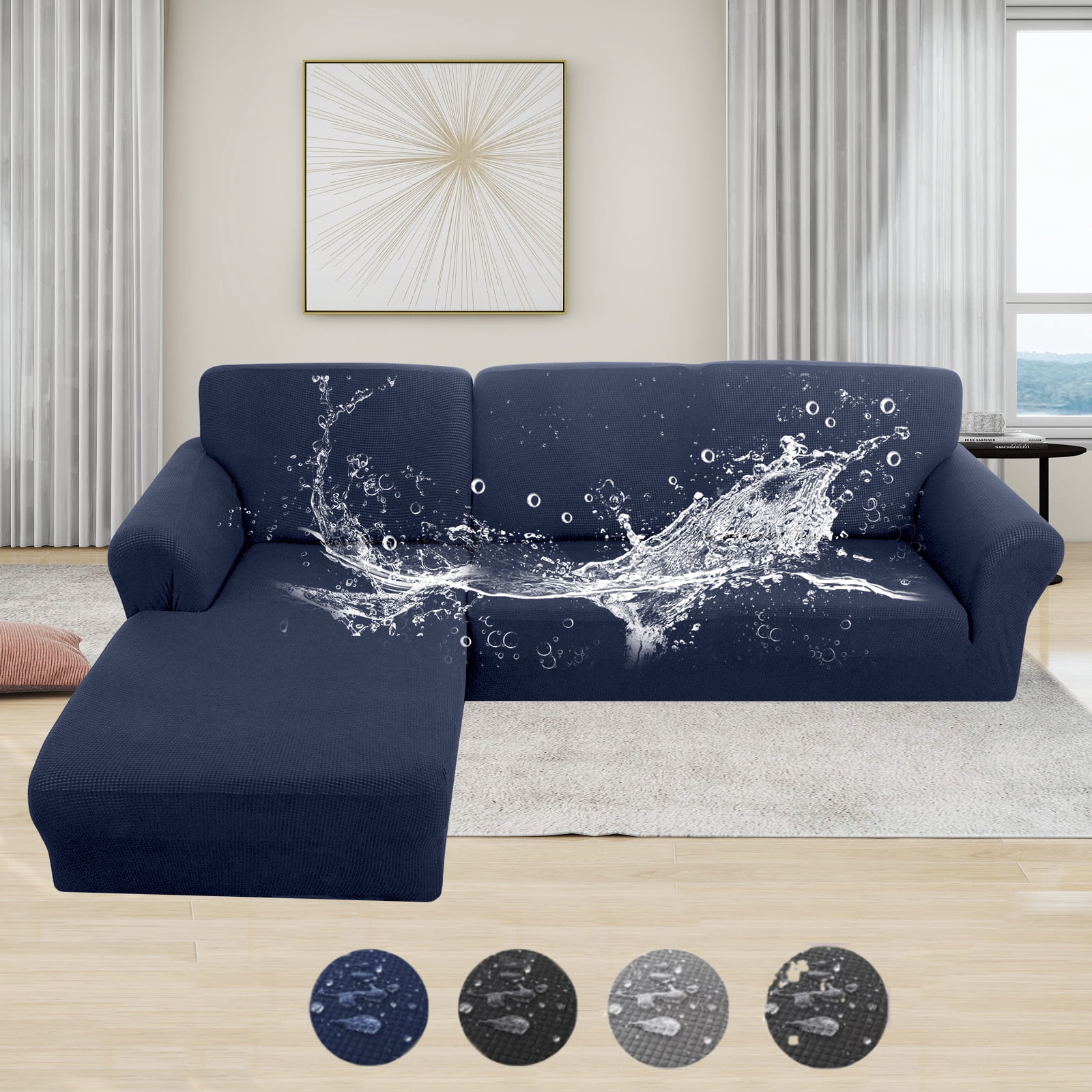 SHANNA 100% Waterproof 2 Pcs L-shape Couch Cover Anti Slip Sofa Covers ...