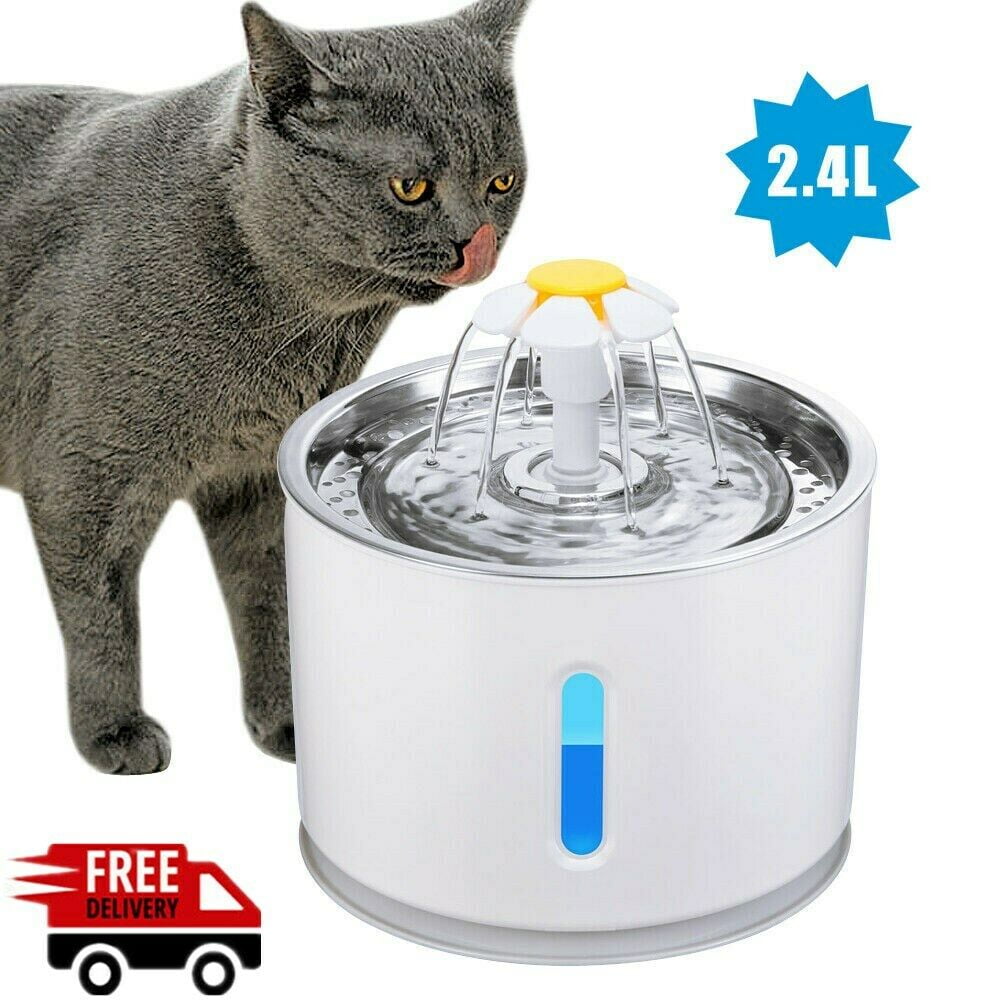 SHANNA 2.4L Pet Cat and Dog Water Dispenser Stainless Steel Automatic ...
