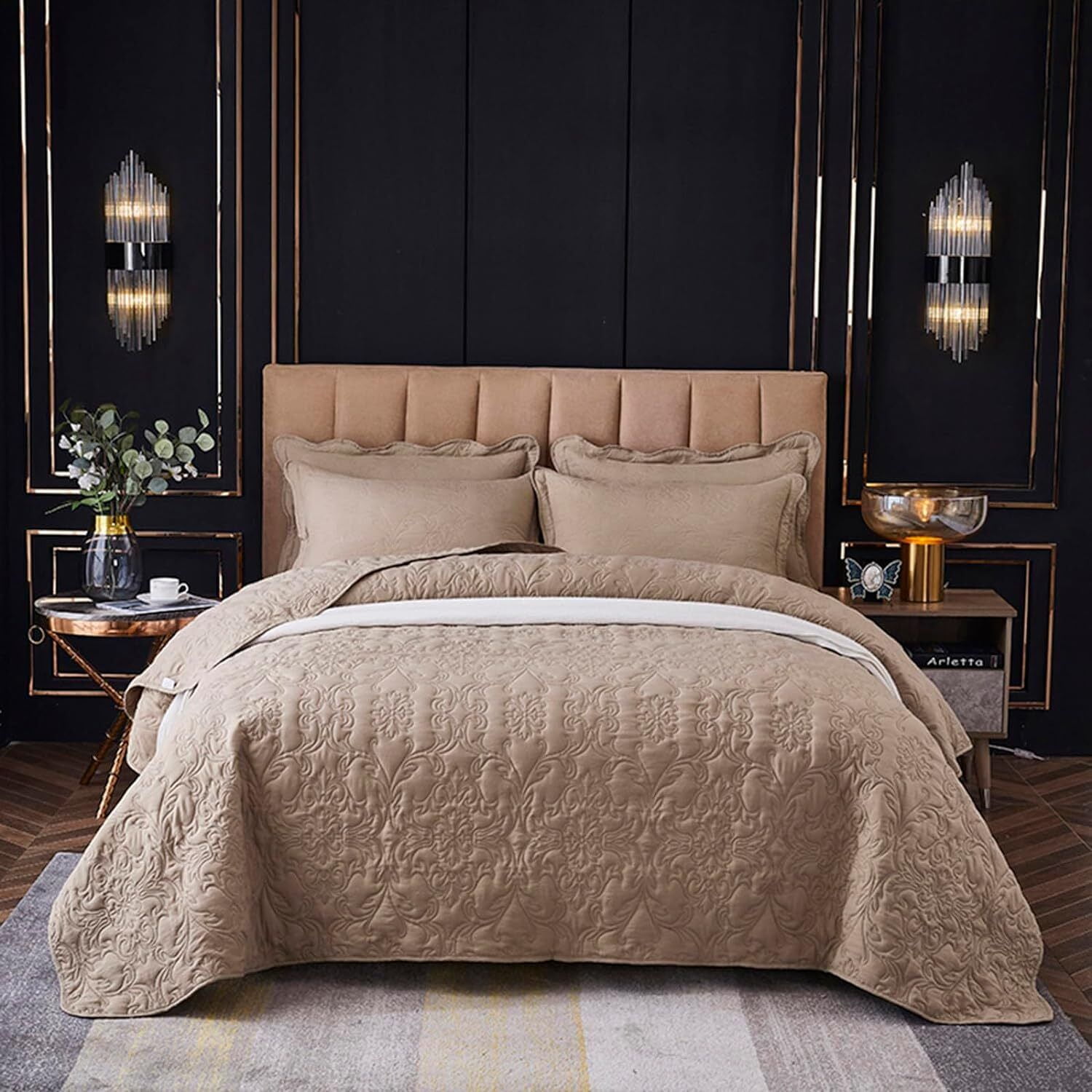 SHANNA 3-Piece Queen Quilt Set Bedding Set Embossed Bedspread Bed ...