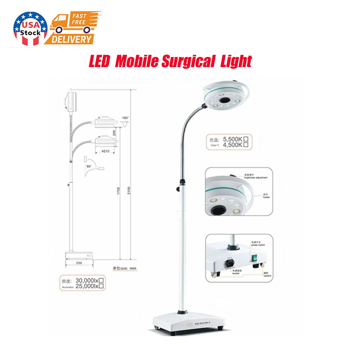 SHANNA 36W LED Dental Mobile Surgical Examination Light Shadowless ...