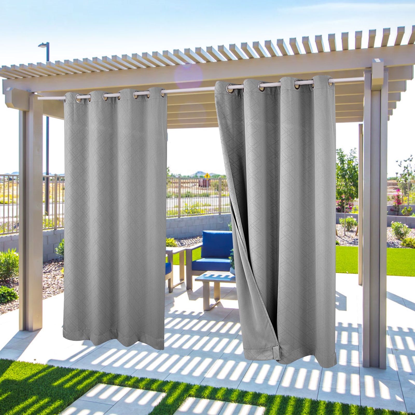 SHANNA 4 Panel Outdoor Curtains, Waterproof Windproof UV Protection ...