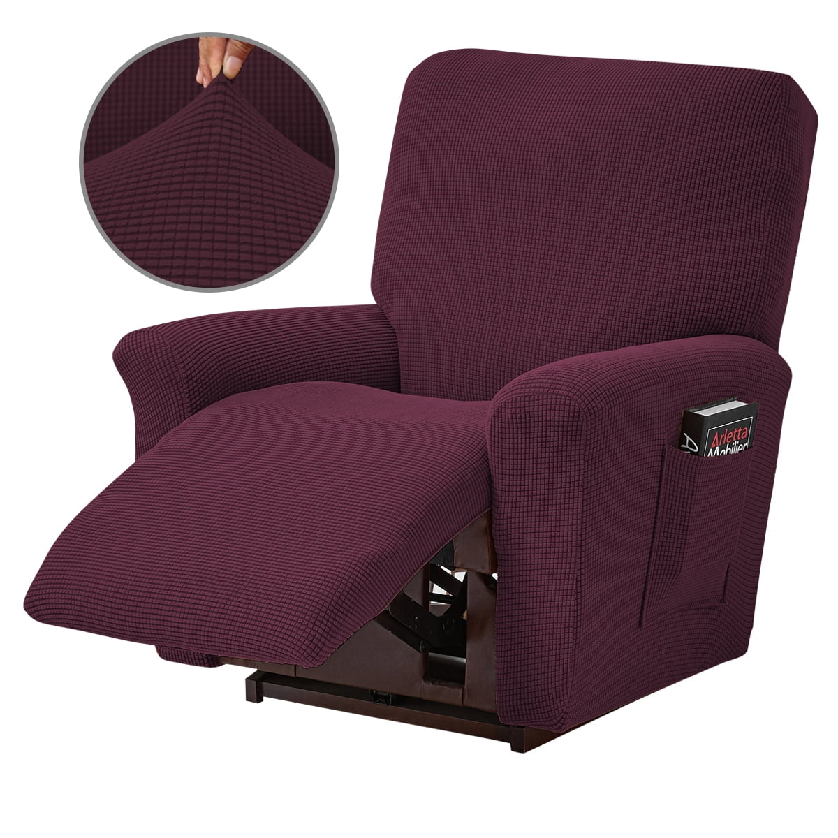 SHANNA 4-Piece Recliner Chair Covers Jacquard Anti-slip Sofa Slipcover ...