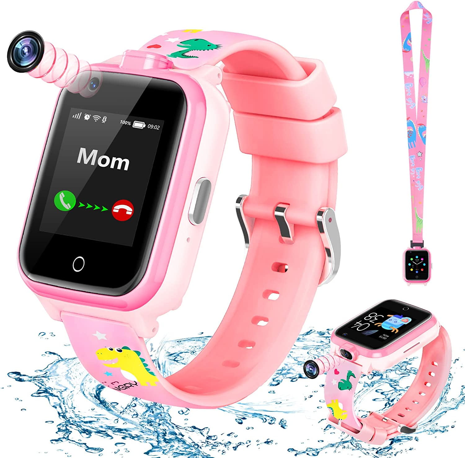 SHANNA Kids Smart Watch (GPS) 40mm Pink Plastic Case with Pink Band ...