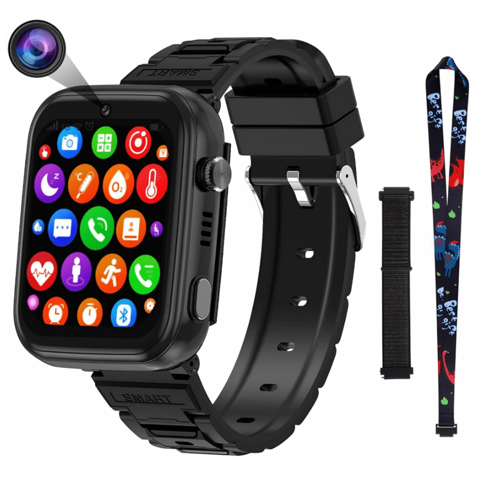 SHANNA 4G Kids Smartwatch (GPS) 1.83 inch Black Case with Sports Band - Walmart.com