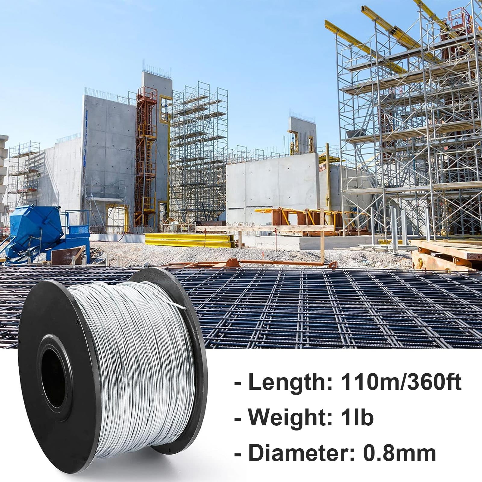 SHANNA 8 Rolls Steel Rebar Tie Wires 110m 0.8mm for Automatic Rebar ...