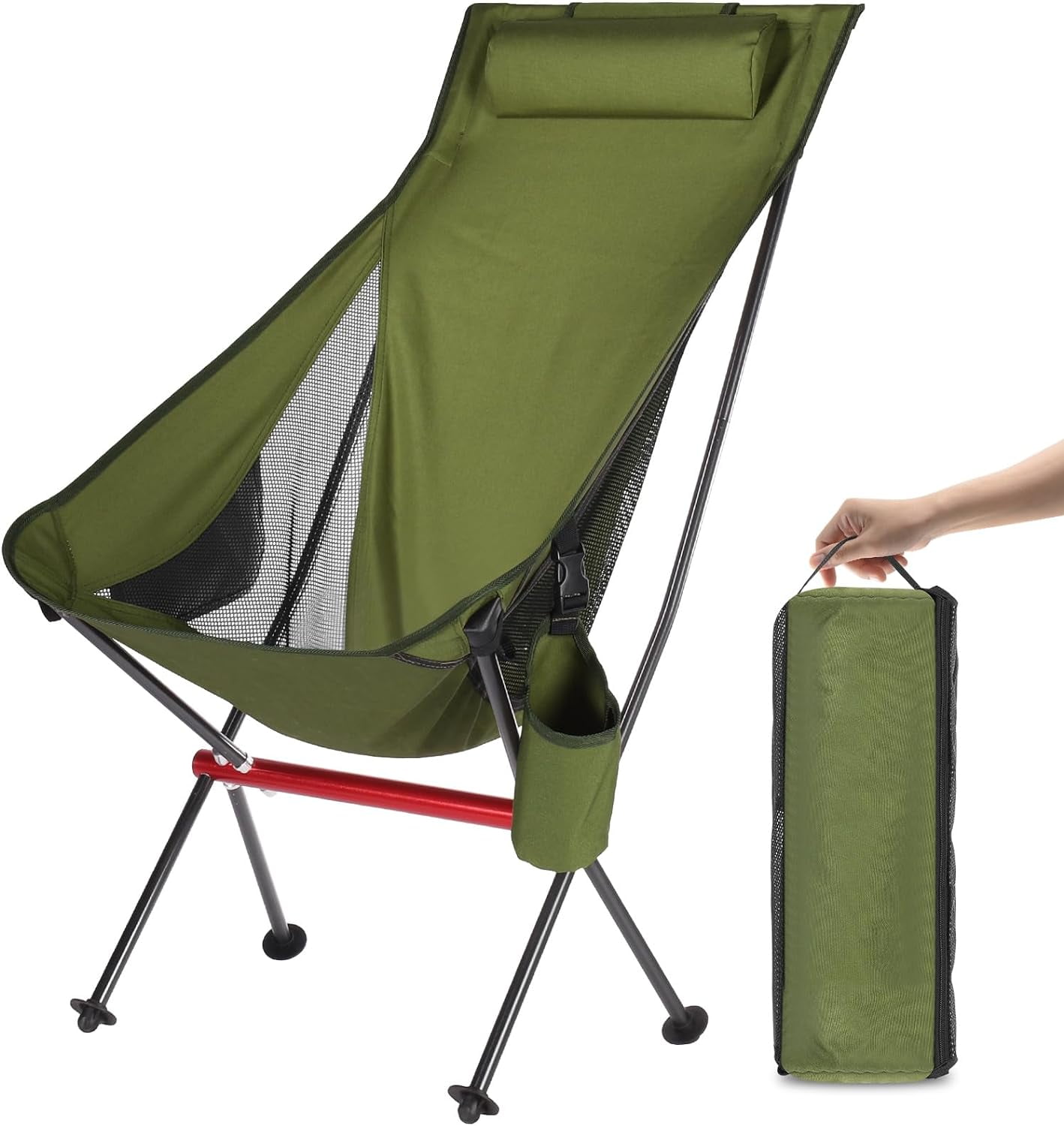 SHANNA Camping Chair, Portable High Back Folding Chair, Aluminum Alloy ...