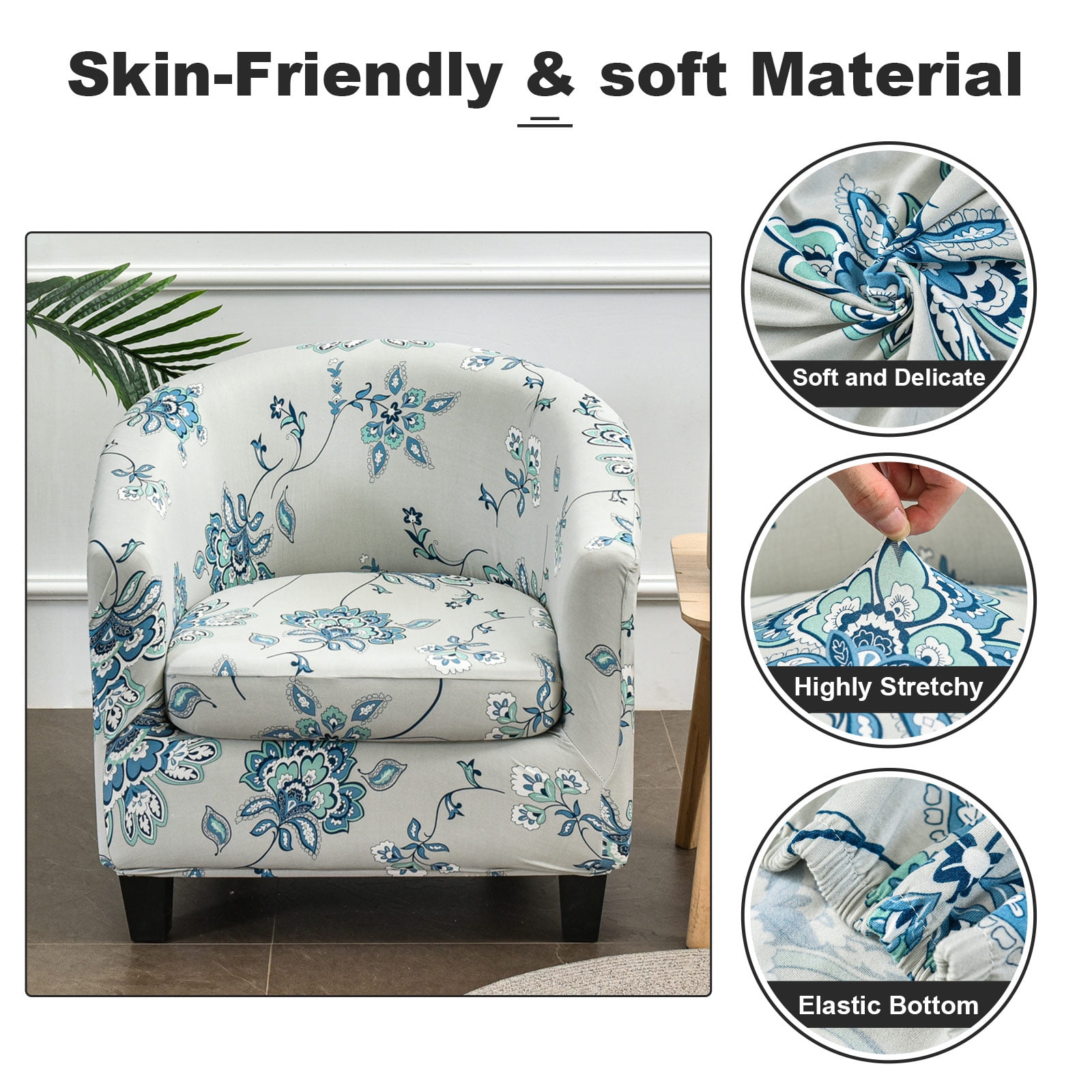 SHANNA Club Chair Slipcovers, 2 Piece Stretch, Tub Chair Cover with ...