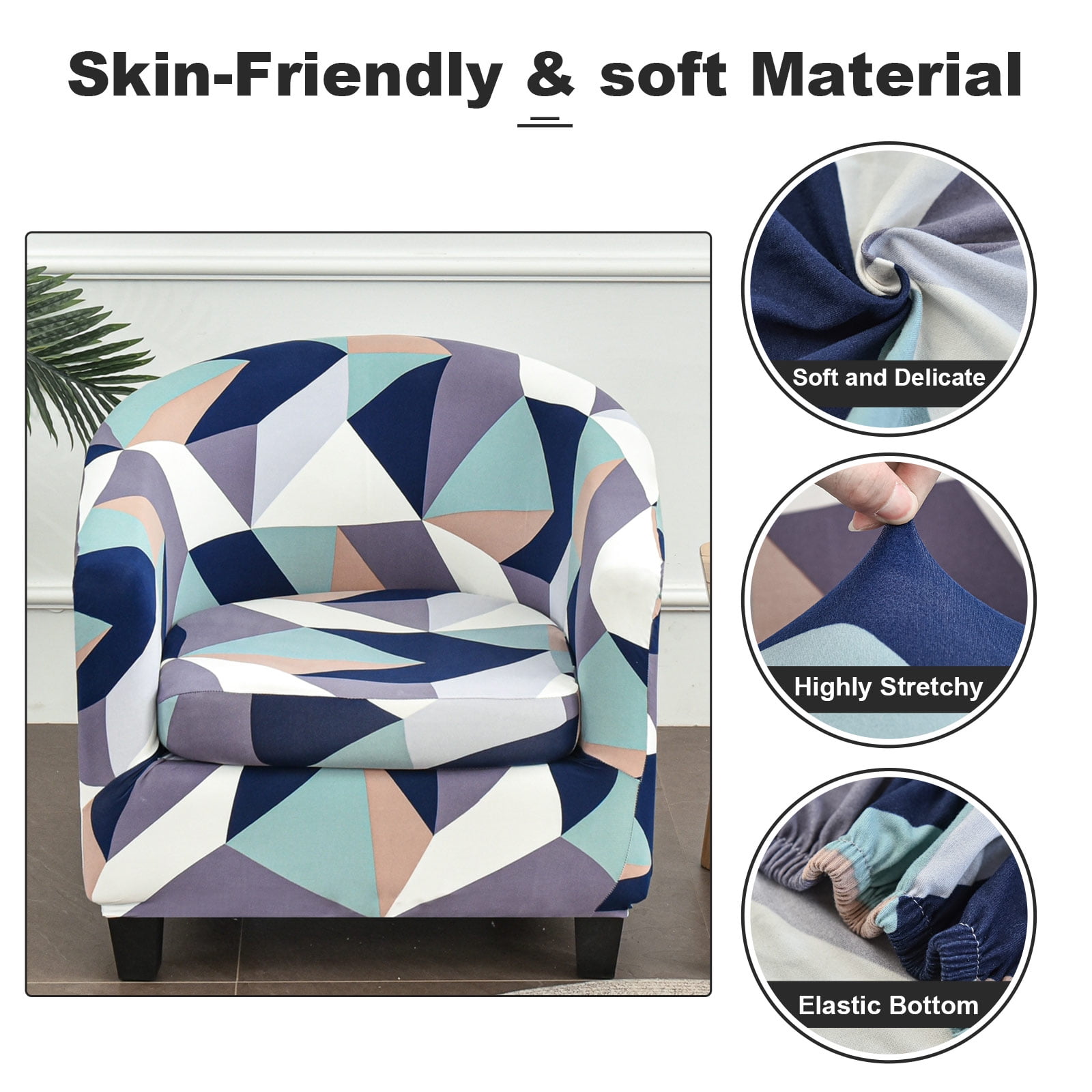 SHANNA Club Chair Slipcovers 2 Piece Stretch Printed Tub Chair Cover ...