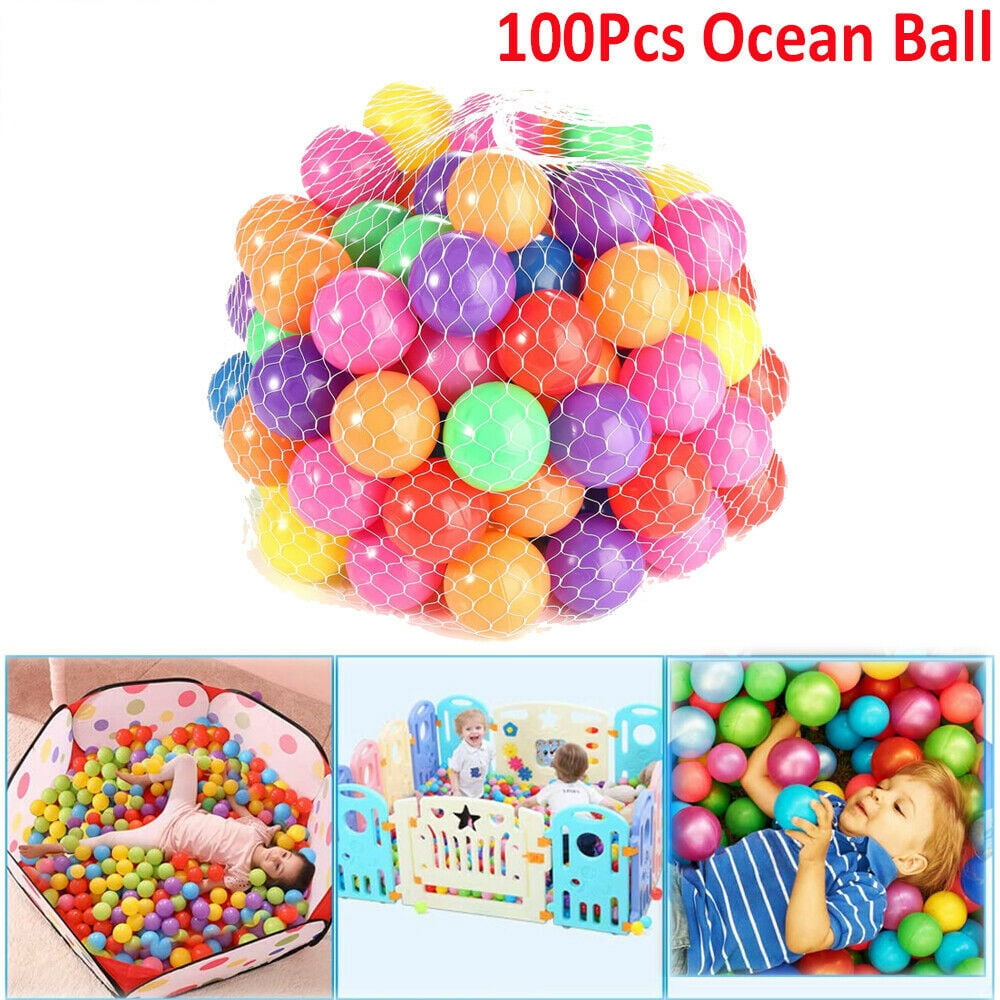SHANNA Colorful Ocean Ball Pit Balls Non-Toxic Portable Mesh Bag, 2.1 ...
