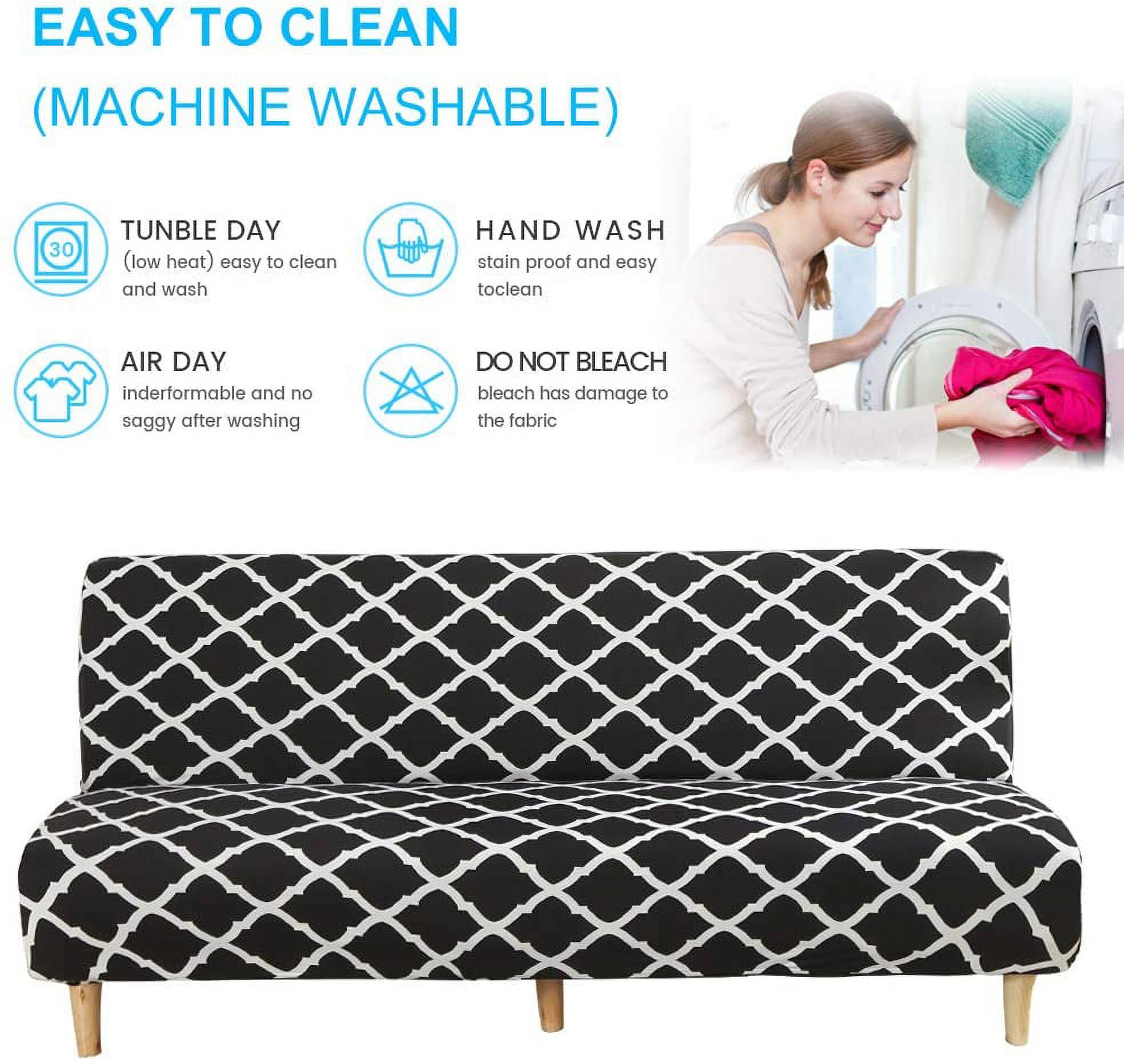 SHANNA Futon Slipcover Armless Sofa Covers Stretch Sofa Bed Slipcover ...