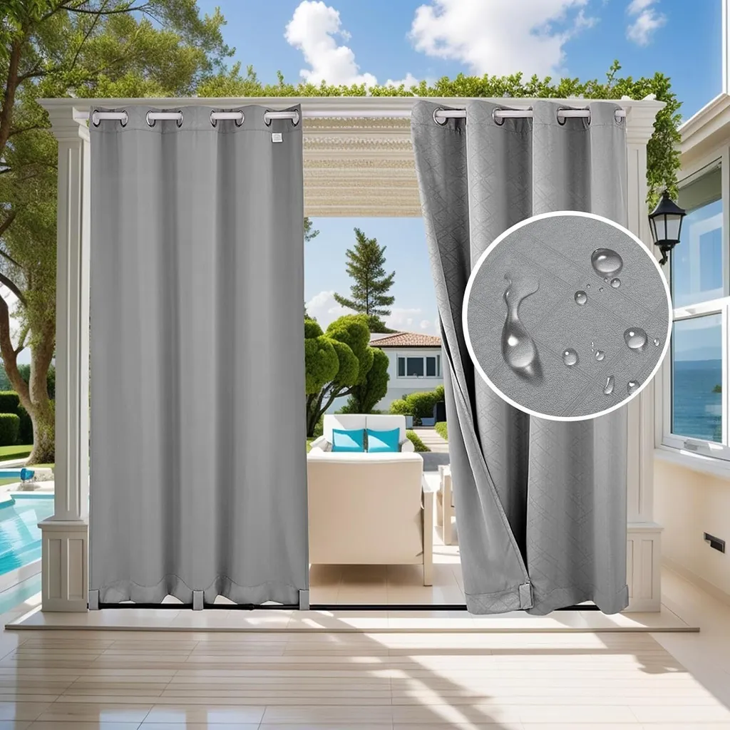 SHANNA Gazebo Patio Outdoor Curtains, Waterproof Garden Blackout ...