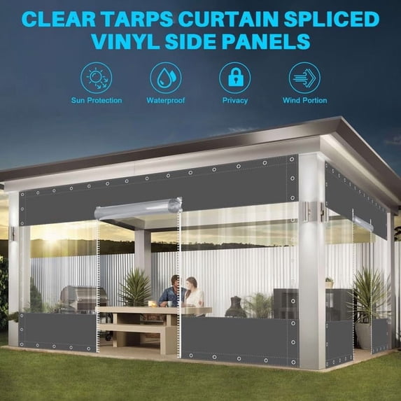 SHANNA Heavy Duty Clear Vinyl Curtains with Zippered Entry, 100% ...