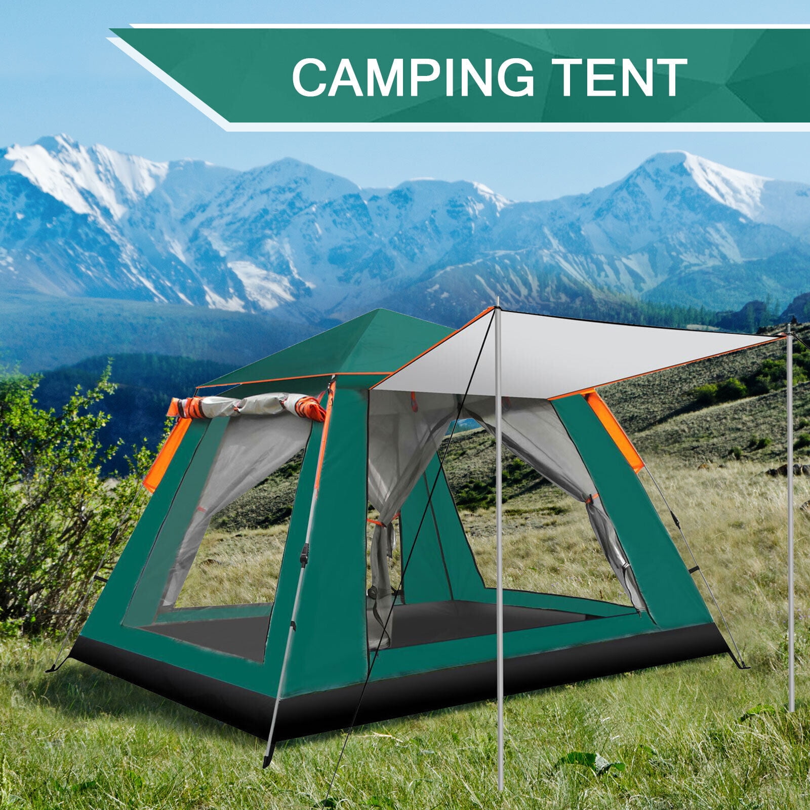 SHANNA Instant Camping Tent Portable Large Pop Up Tent 3-4 Person Dome ...