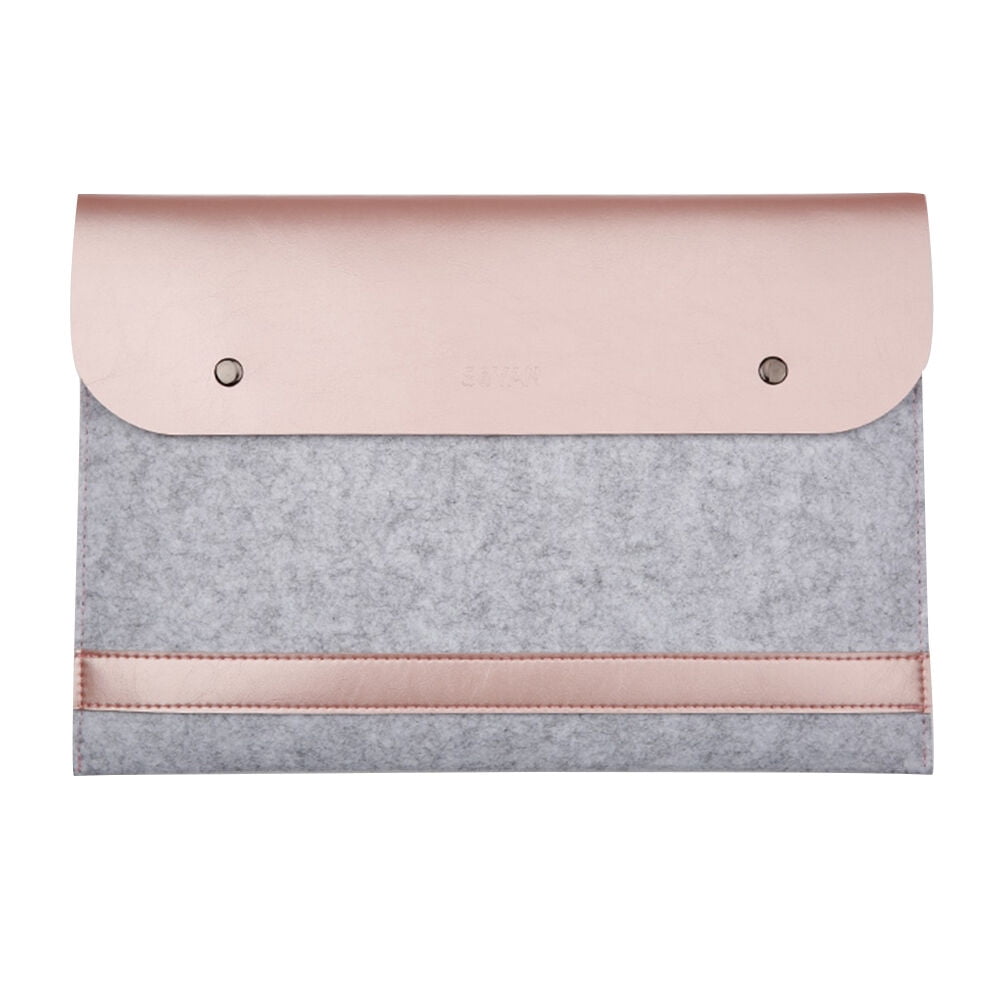 SHANNA Leather Sleeve MacBook 15.4" Laptop Cover Thin Felt Pouch Double ...
