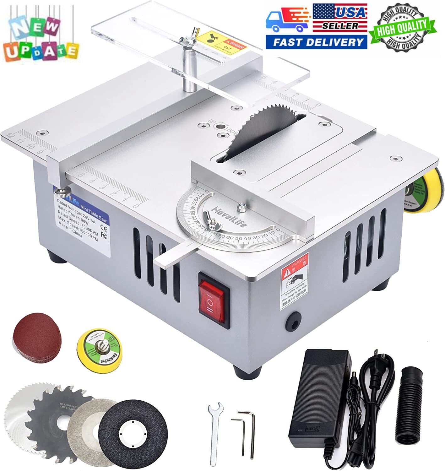 SHANNA Mini Hobby Table Saw, Adjustable Power, 63mm Circular Blade ...