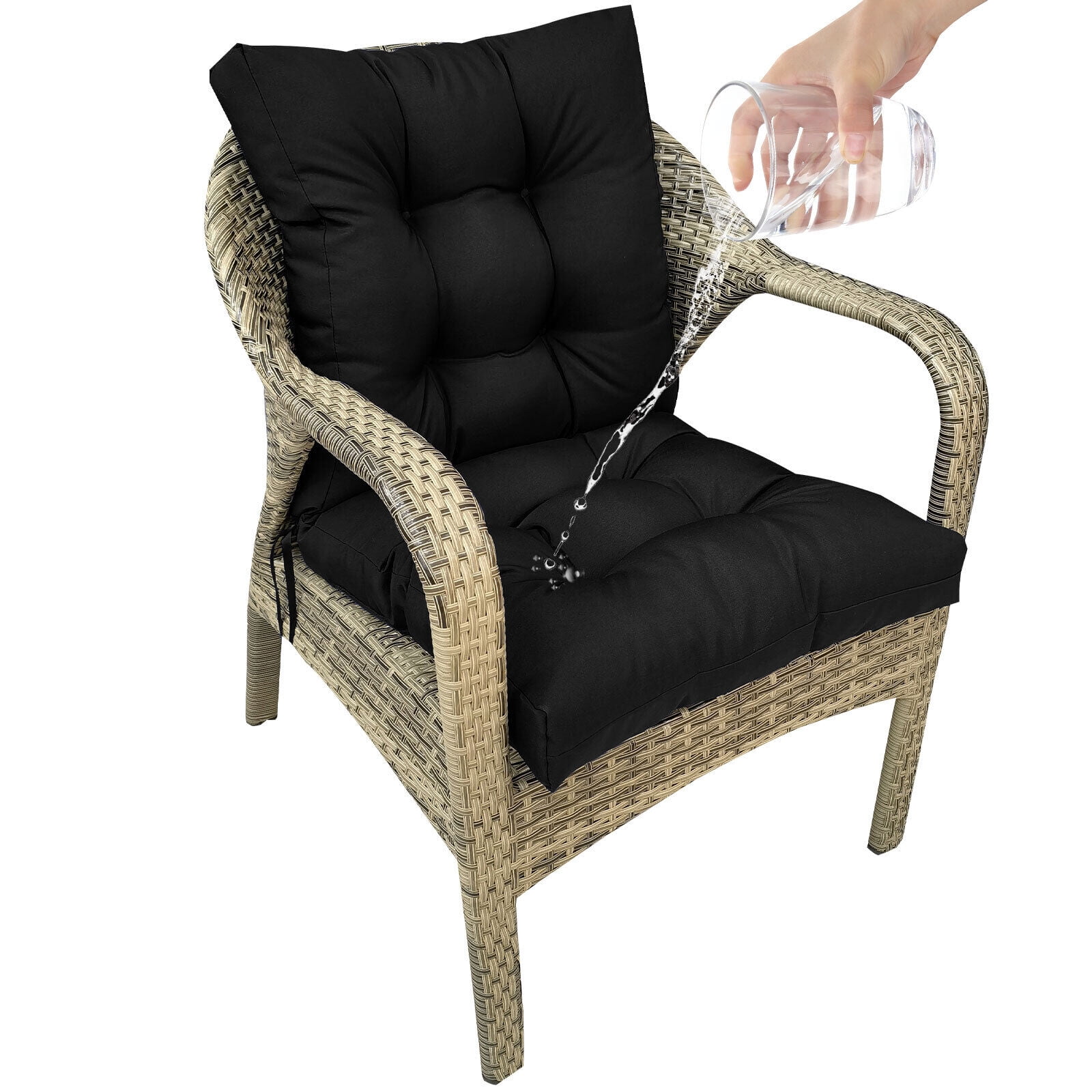 SHANNA Outdoor/Indoor High Back Chair Cushion Waterproof Chair Cushion ...
