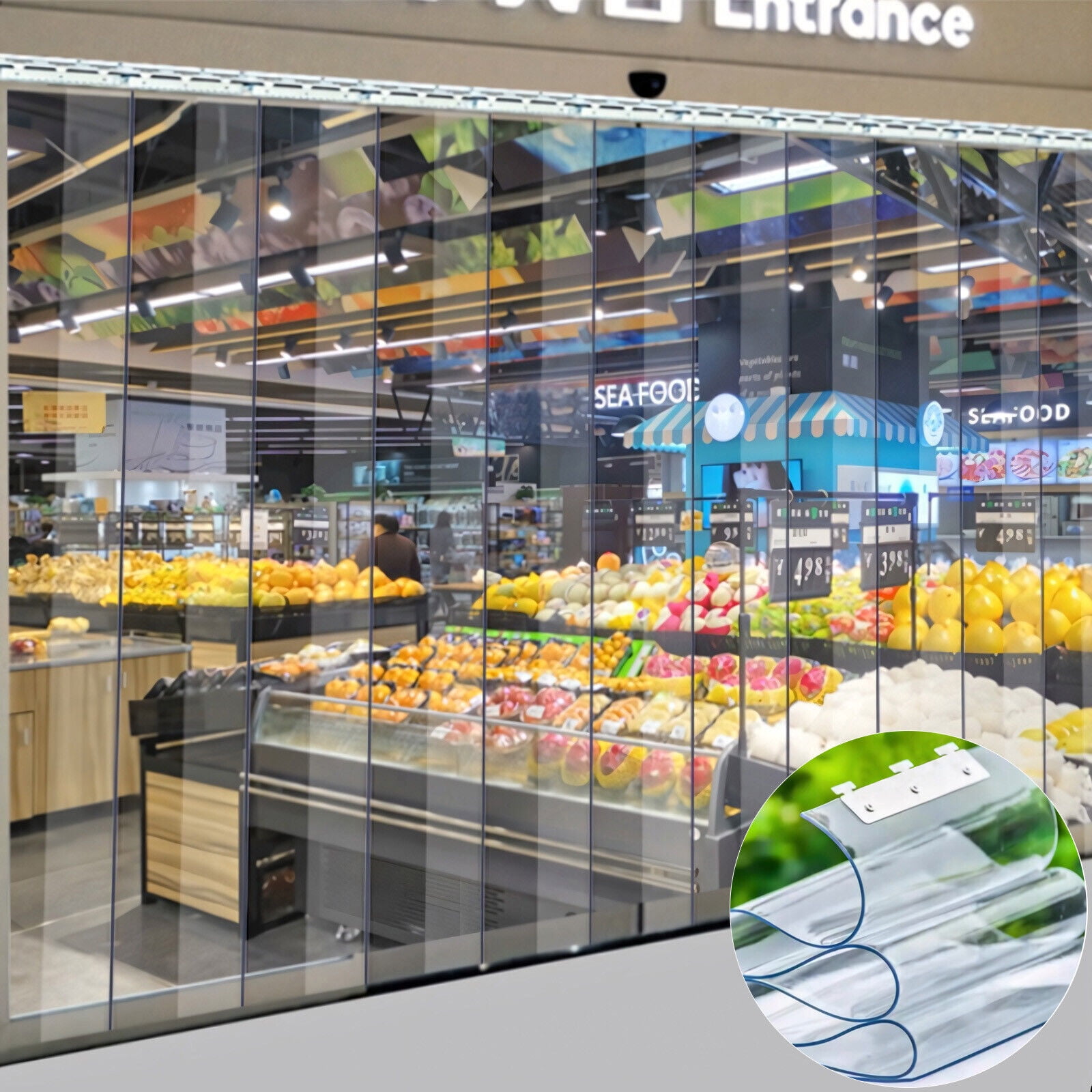 SHANNA PVC Strip Door Curtains 0.08'' Clear Plastic Strips Freezer ...