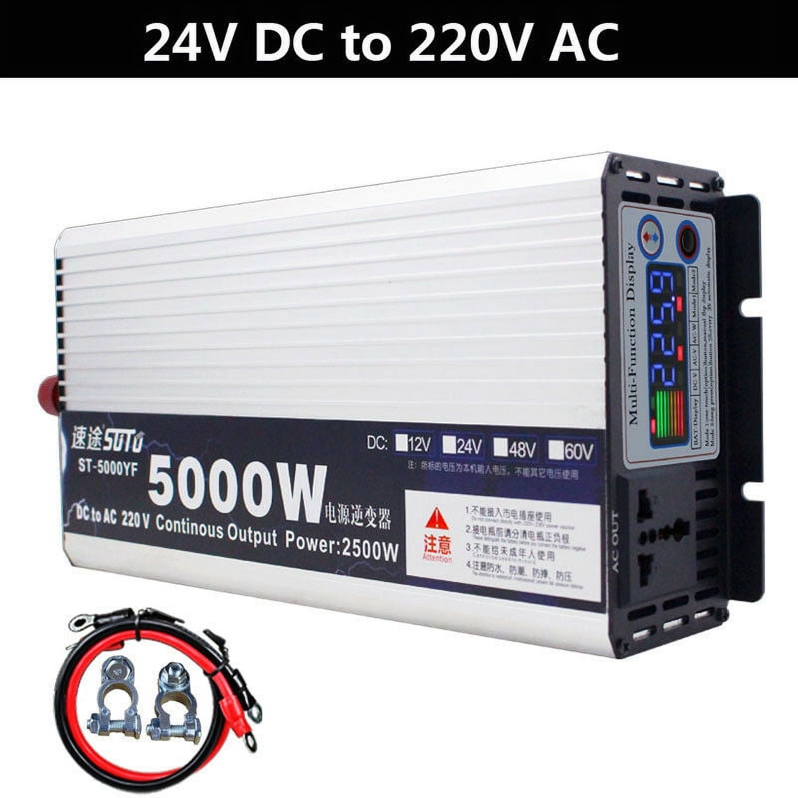 SHANNA Power Inverter, 5000W Modified Sine Wave Inverter, DC24V to AC110V Car Converter, with ...