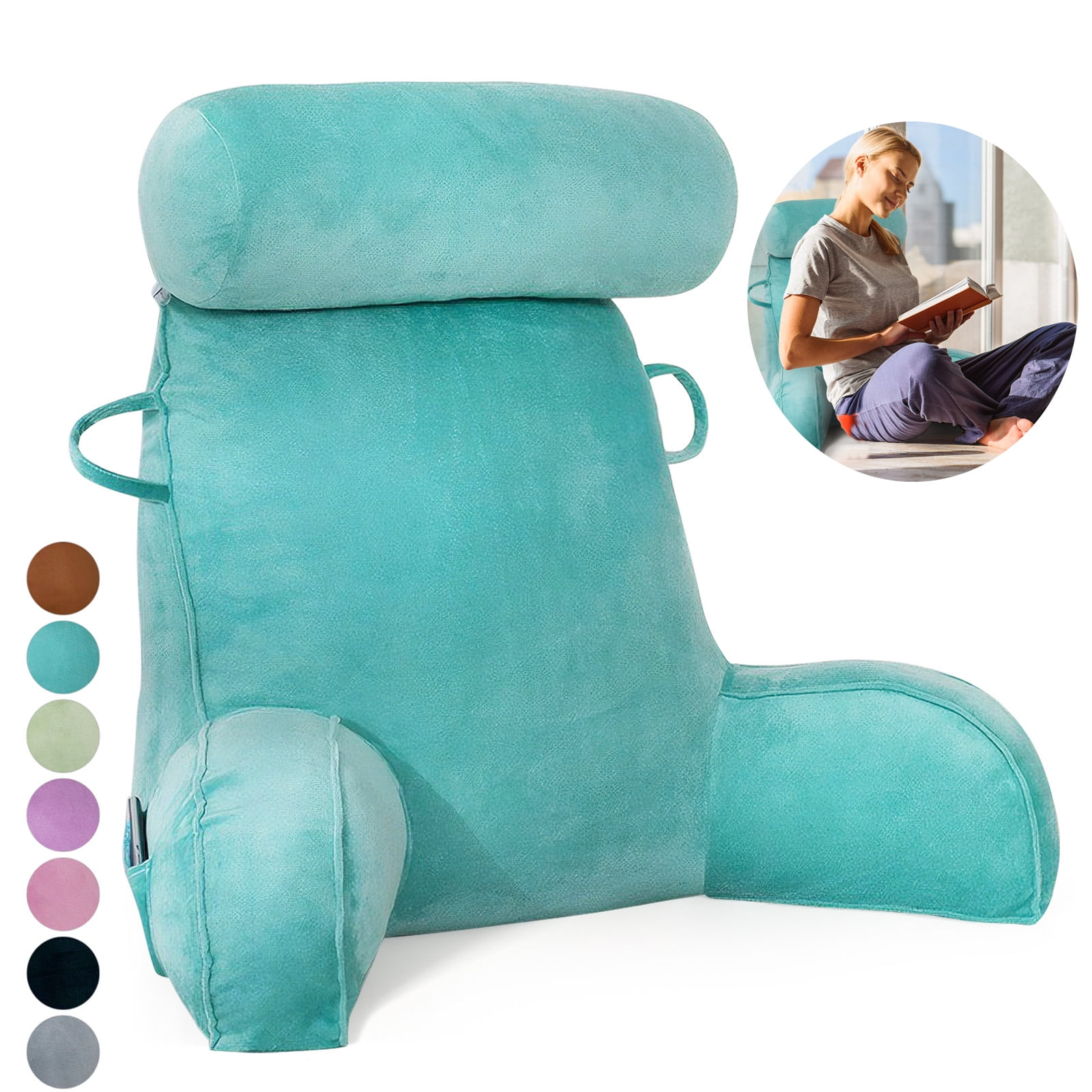 SHANNA Reading Pillow Extra Large Bed Rest Pillow with Arms Detachable ...