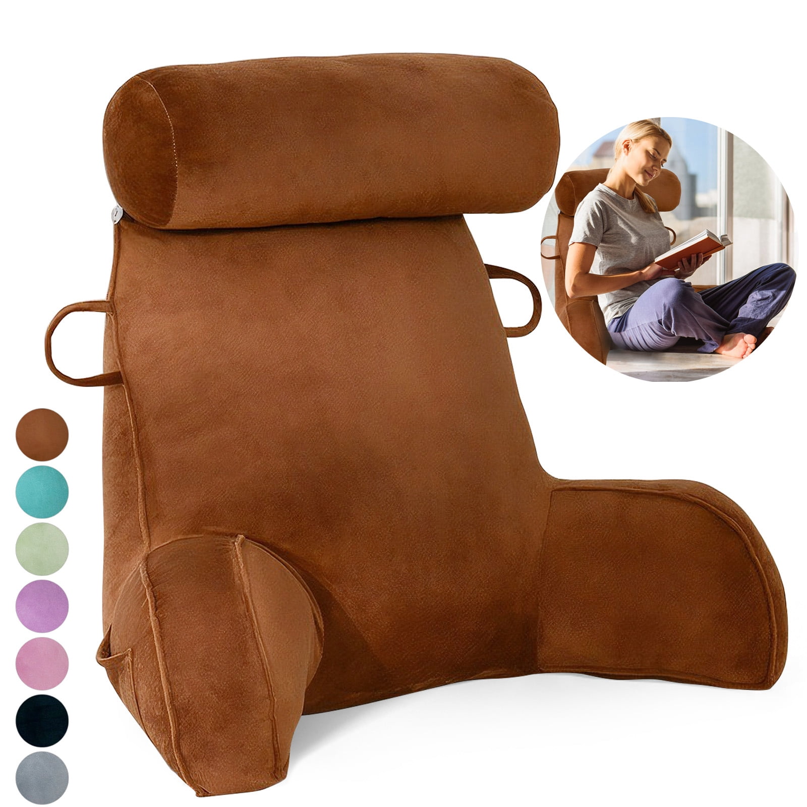 SHANNA Reading Pillow Extra Large Bed Rest Pillow with Arms Detachable ...