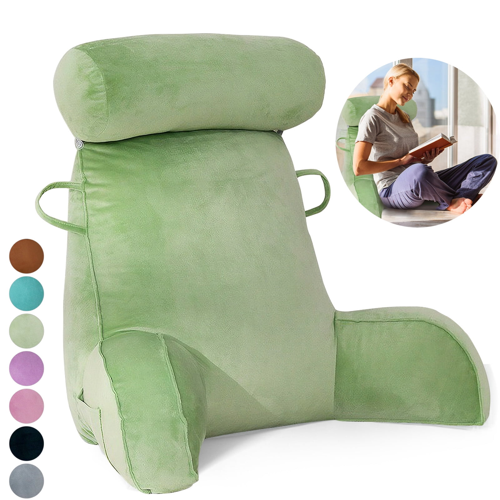 SHANNA Reading Pillow Extra Large Bed Rest Pillow with Arms Detachable ...