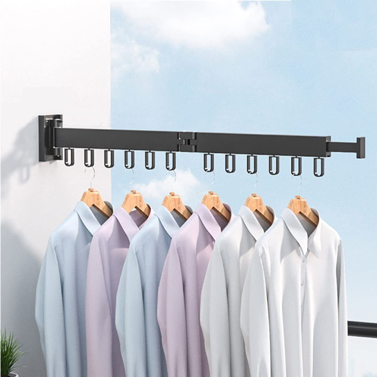 SHANNA Retractable Drying Rack Wall Mounted Clothes Hanger Collapsible ...
