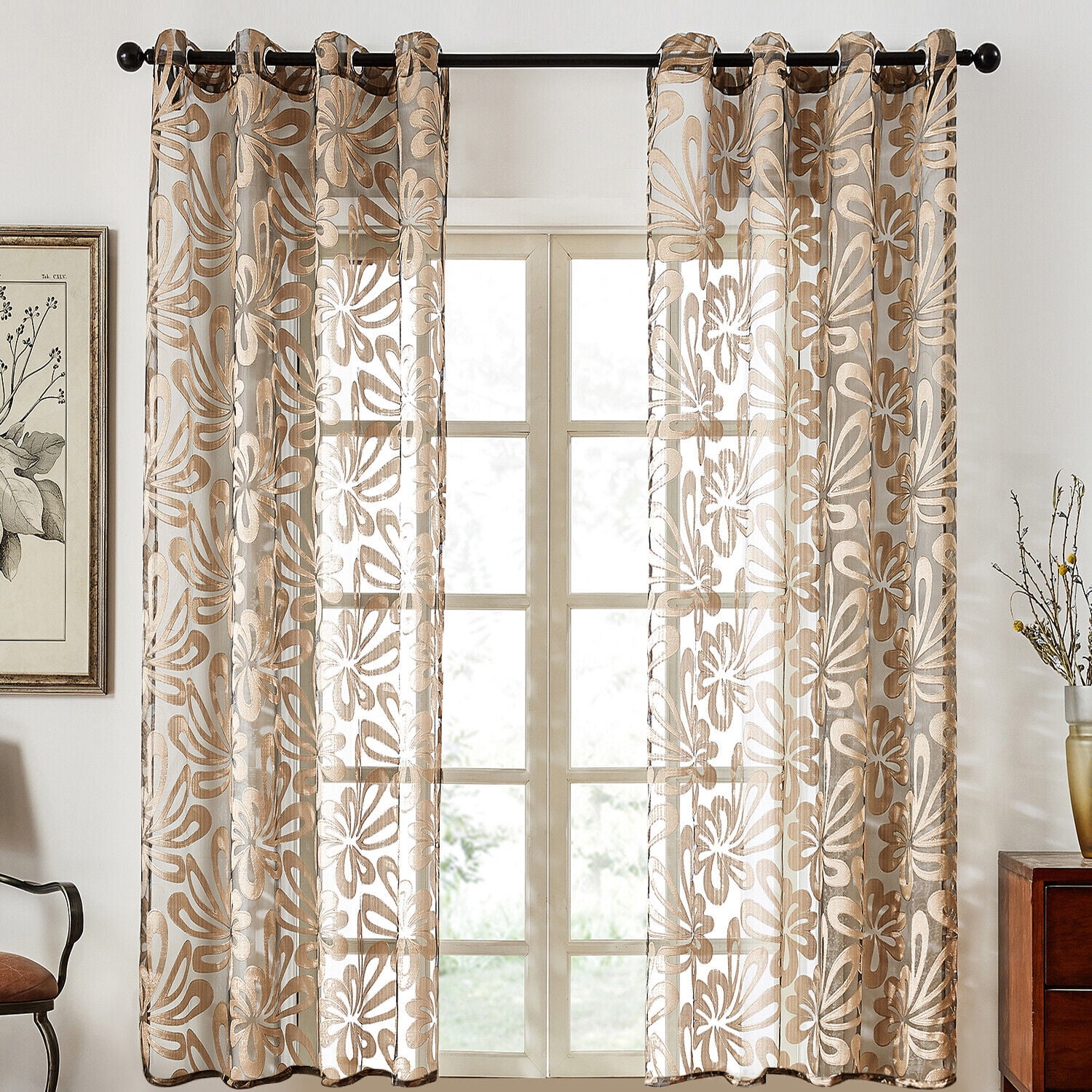 SHANNA Lightweight Grommet Sheer Curtains for Living Room and Bedroom ...