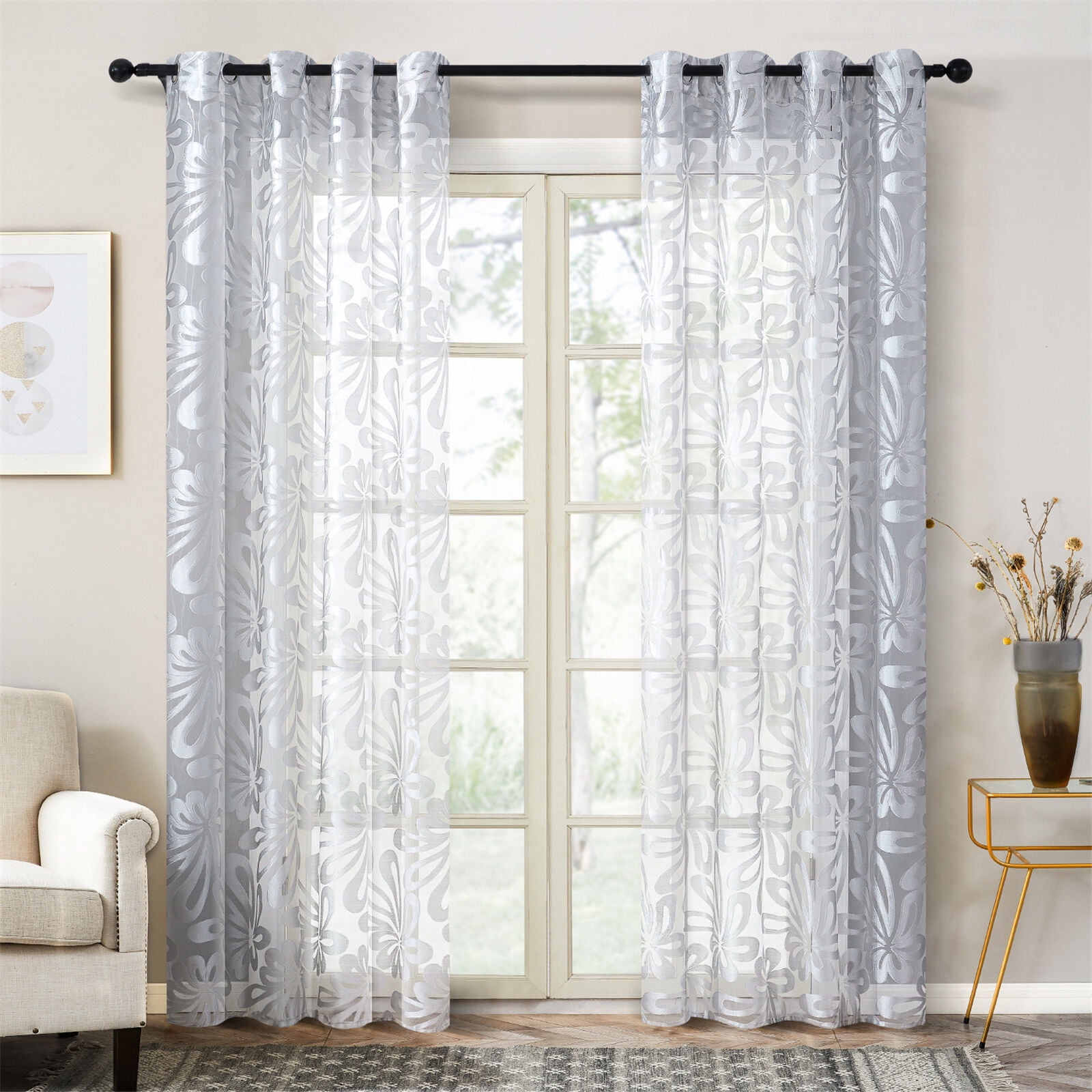 SHANNA Sheer Drape Curtains for Living Room and Bedroom, Set of 2 ...