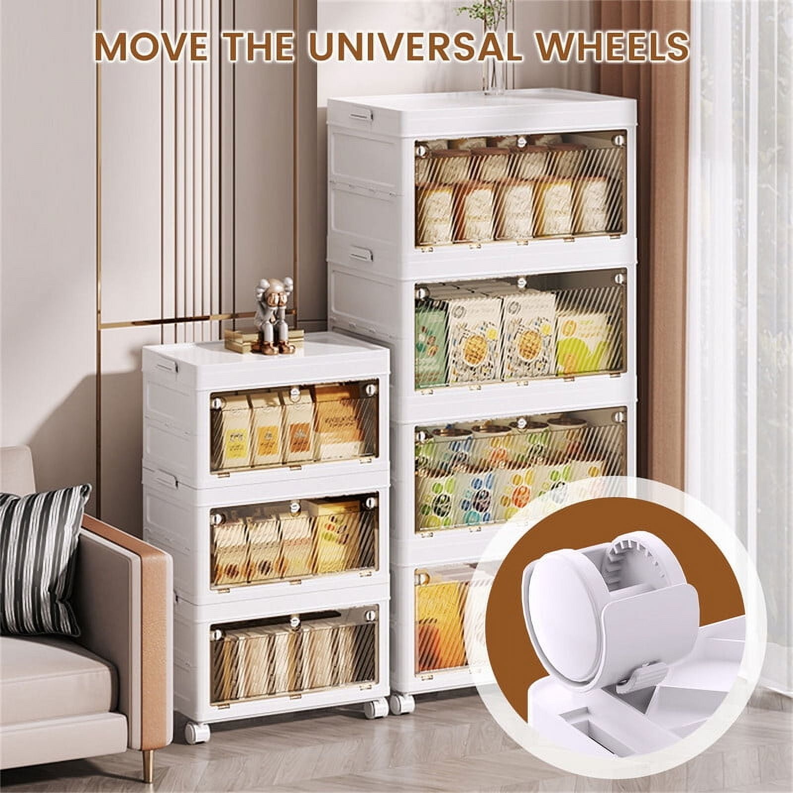 SHANNA Stackable Storage Containers with Wheels &Bins, Folding Storage ...