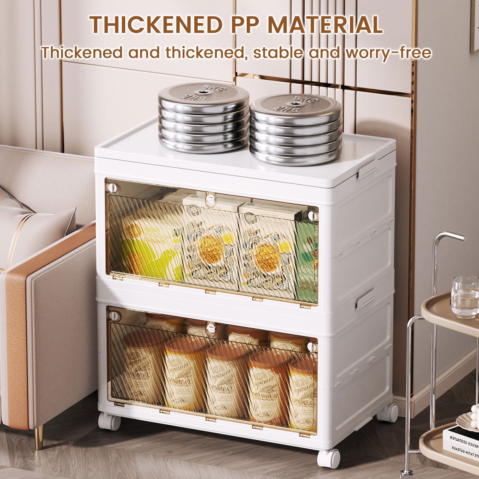 SHANNA Stackable Storage Containers with Wheels &Bins, Folding Storage ...