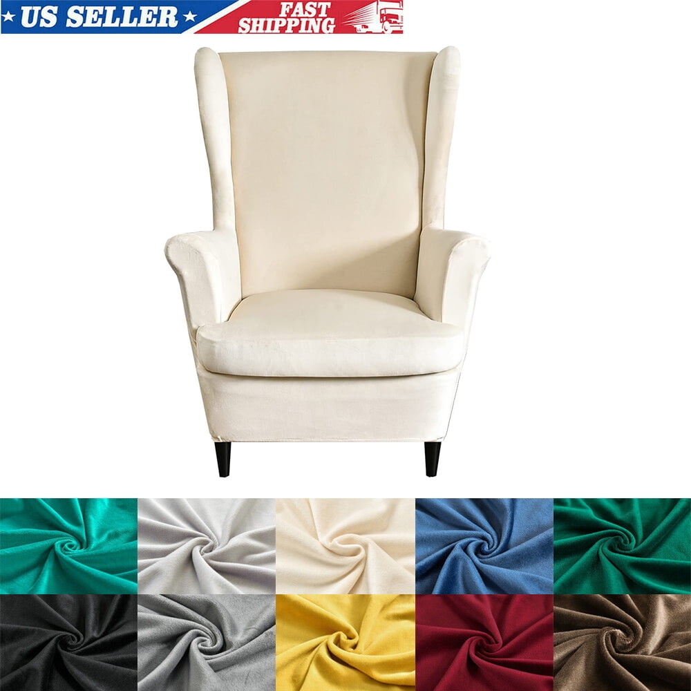 SHANNA Velvet Wingback Chair Covers, Stretch Furniture Covers for Home ...