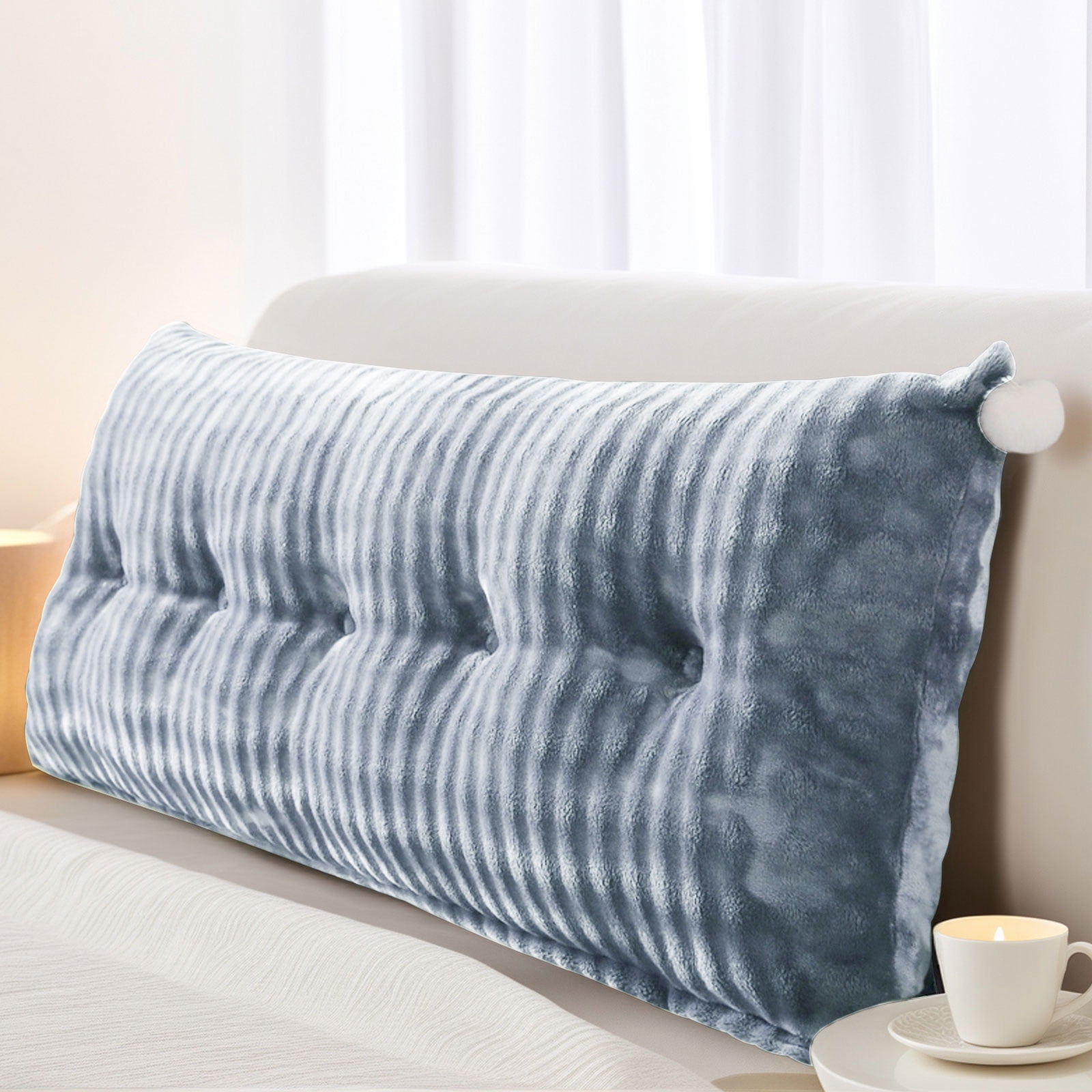 SHANNA Velvet Fully Stuffed Headboard Wedge Pillow Bed Rest Reading ...