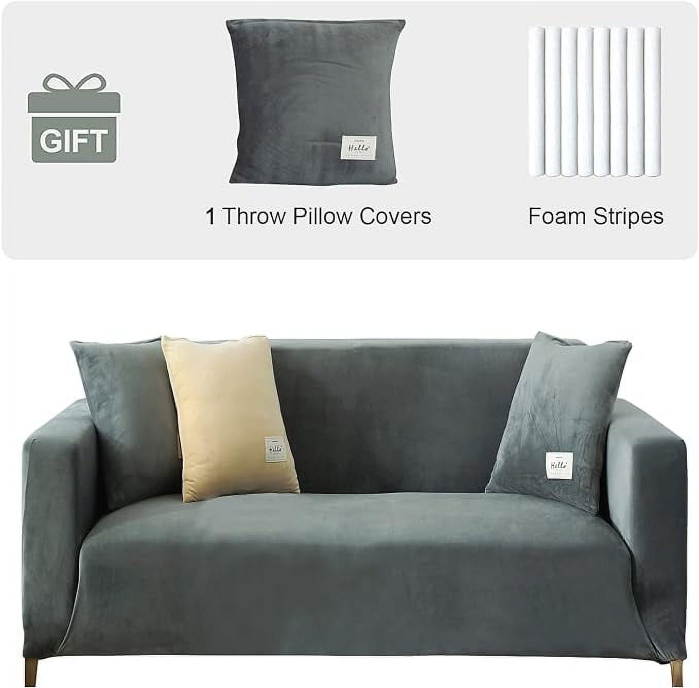 SHANNA Velvet Thick Stretch Sofa Slipcover Soft Elastic Sofa Couch ...