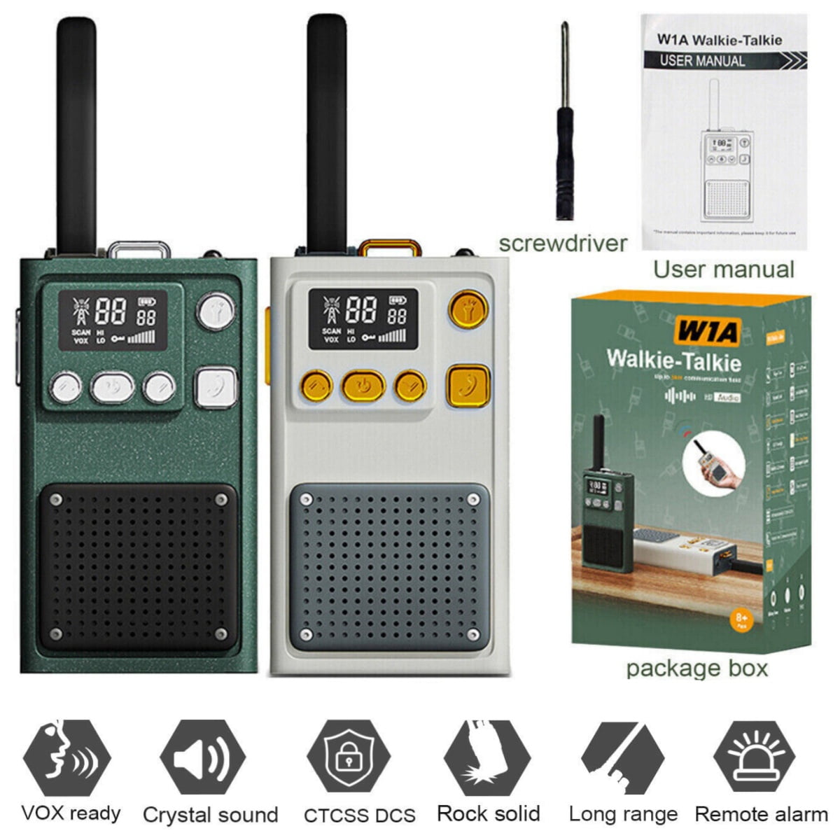 SHANNA Walkie Talkies Long Range 2-Way Radio 22 Channels Rechargeable ...