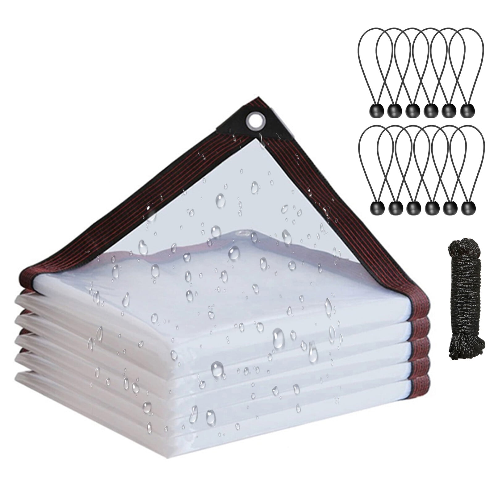 SHANNA Waterproof Clear Tarp Heavy Duty Rainproof Outdoor Garden Cover ...