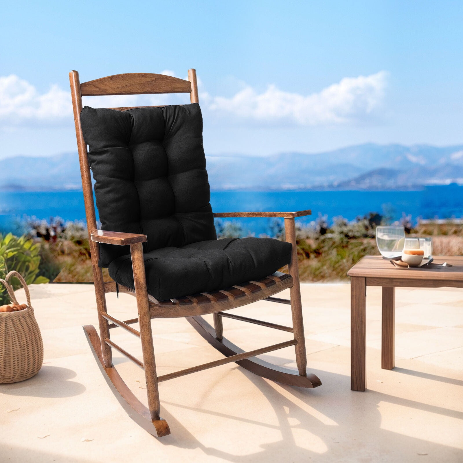 SHANNA Waterproof Rocking Chair Cushion Set, Premium Tufted Pads Non ...