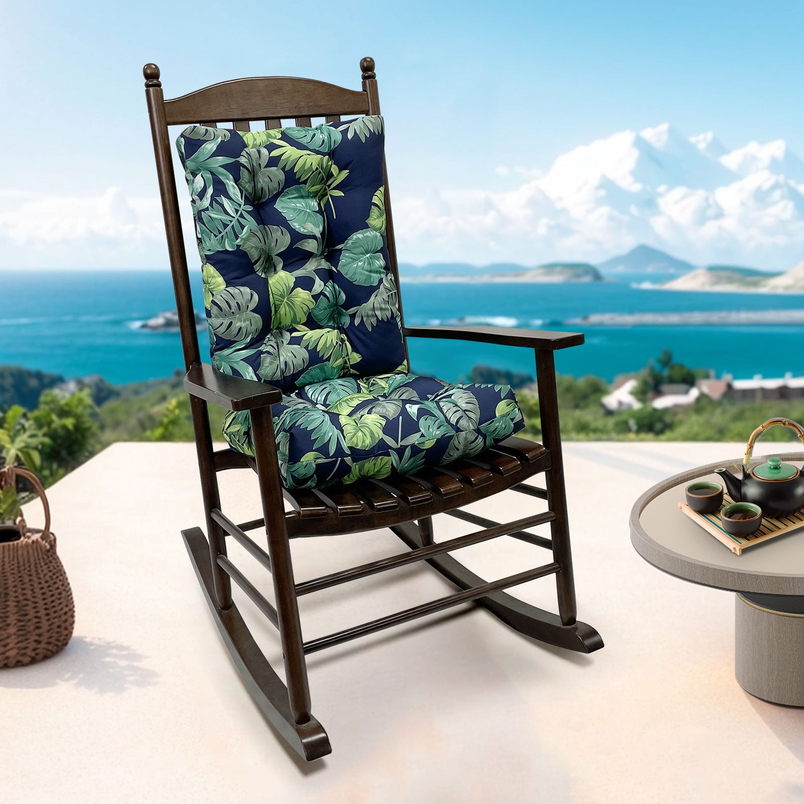 SHANNA Waterproof Rocking Chair Cushion Set, Premium Tufted Pads Non ...
