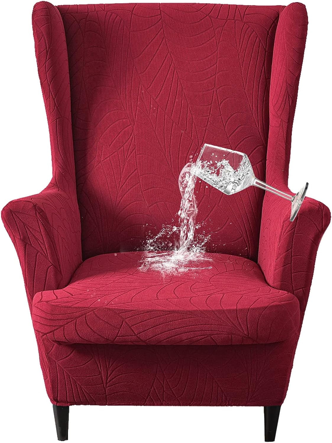 SHANNA Waterproof Wingback Chair Cover, Stretch Jacquard Wing Chair ...