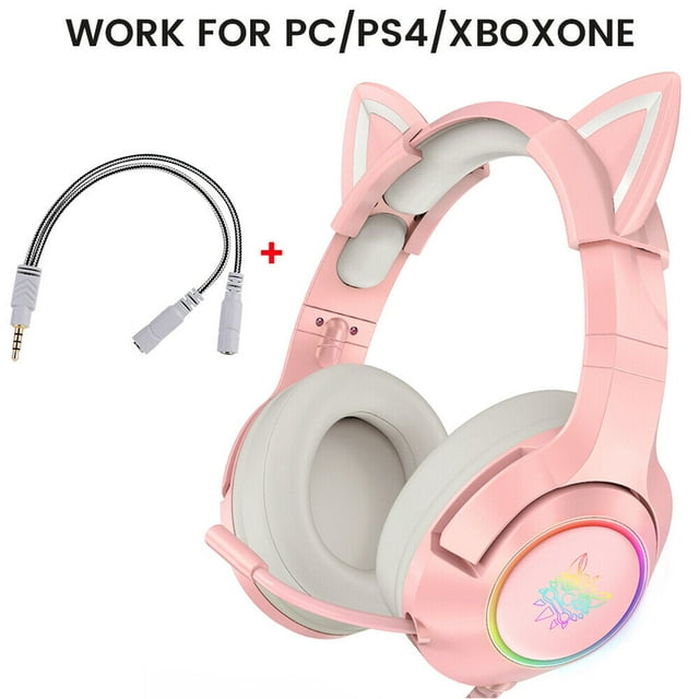 SHANNA Wired Pink Gaming Headset for PS5, PS4, Xbox One, PC, with ...