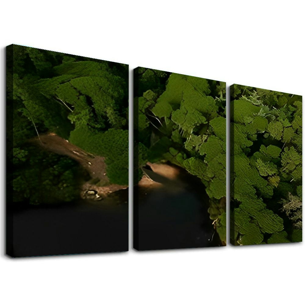 SHANXI Aerial top view from a lake surrounded by trees Canvas Wall Art ...