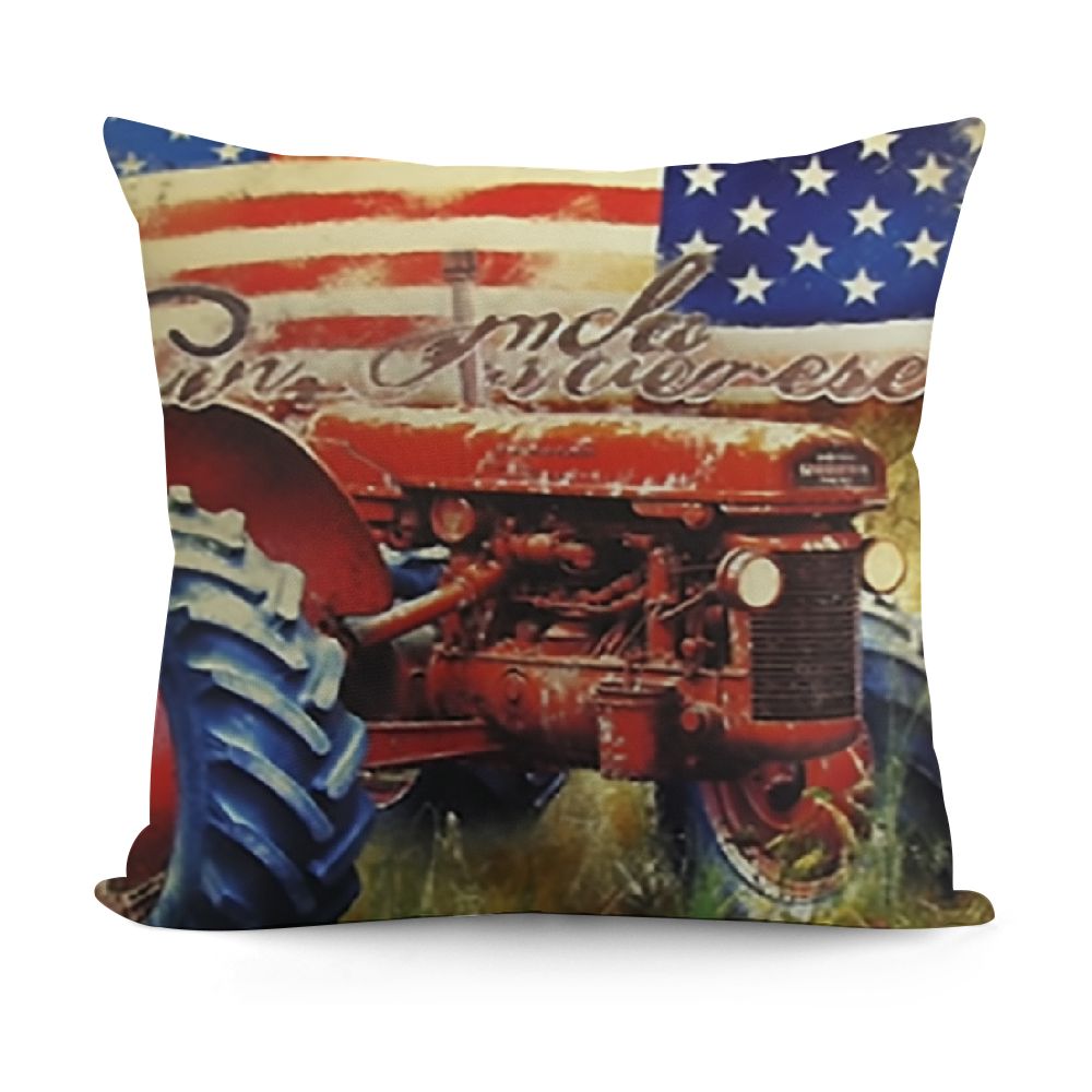 SHANXI American Flag Rustic Farm Truck Red Geranium Throw USA Freedom ...