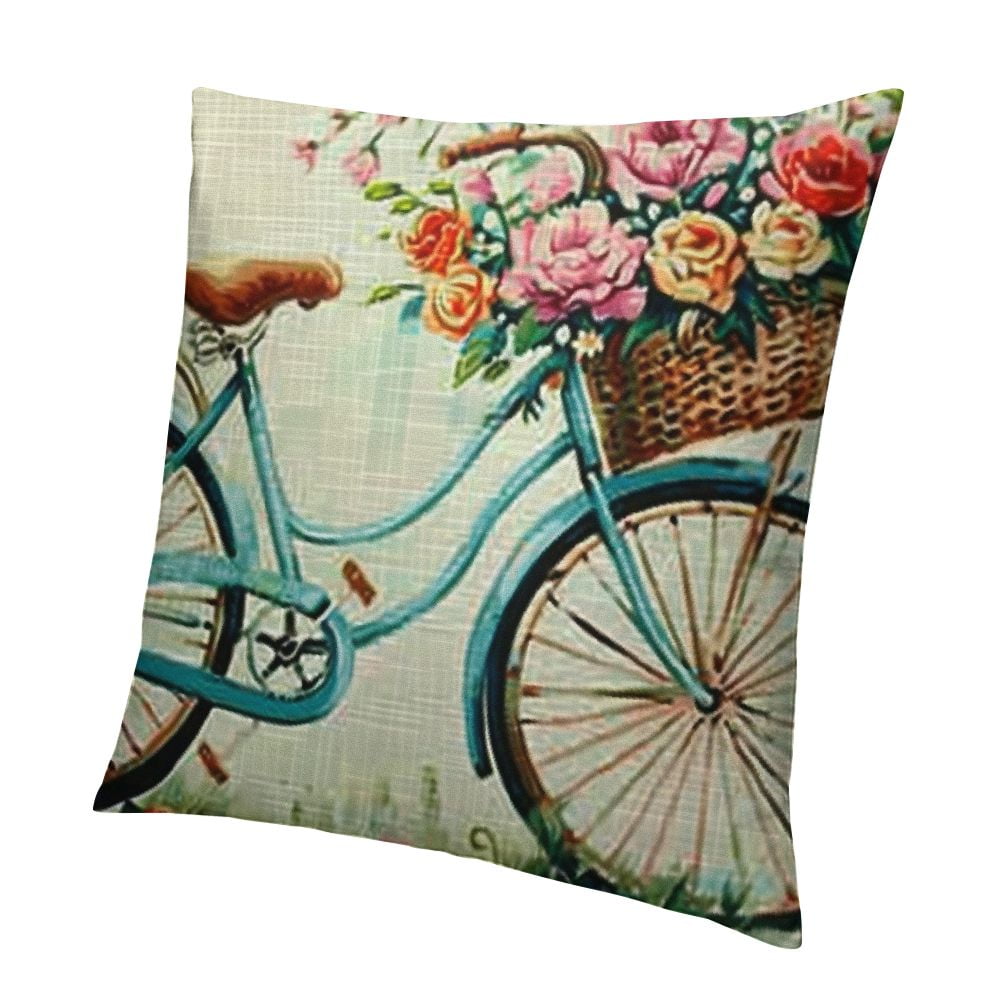 SHANXI Blue Bicycle Pillows Decorative Throw Pillow Cover Vintage ...