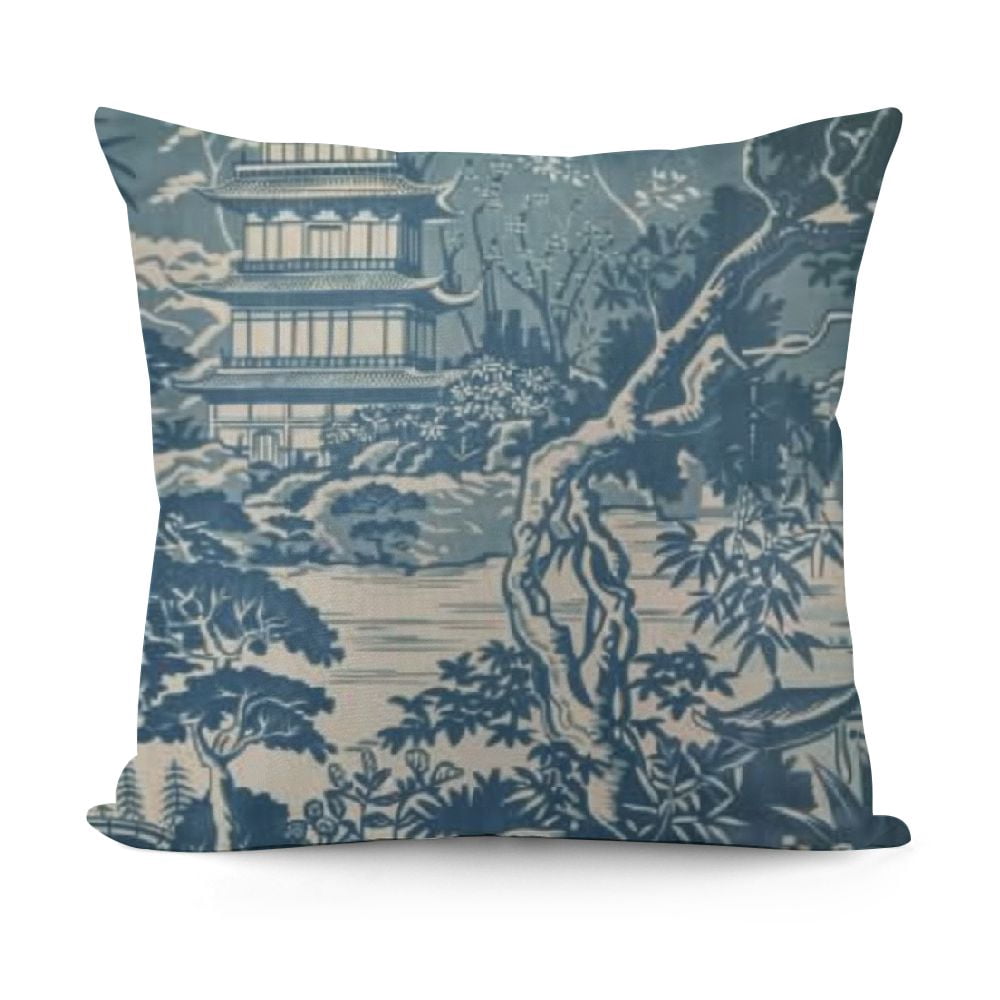 SHANXI Chinoiserie Pillow Covers Blue and White Outdoor Pillows Chinese ...