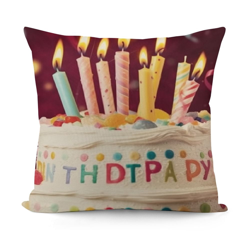 SHANXI Happy Birthday Cake Throw Pillow Cover, Birthday Gift Cushion ...