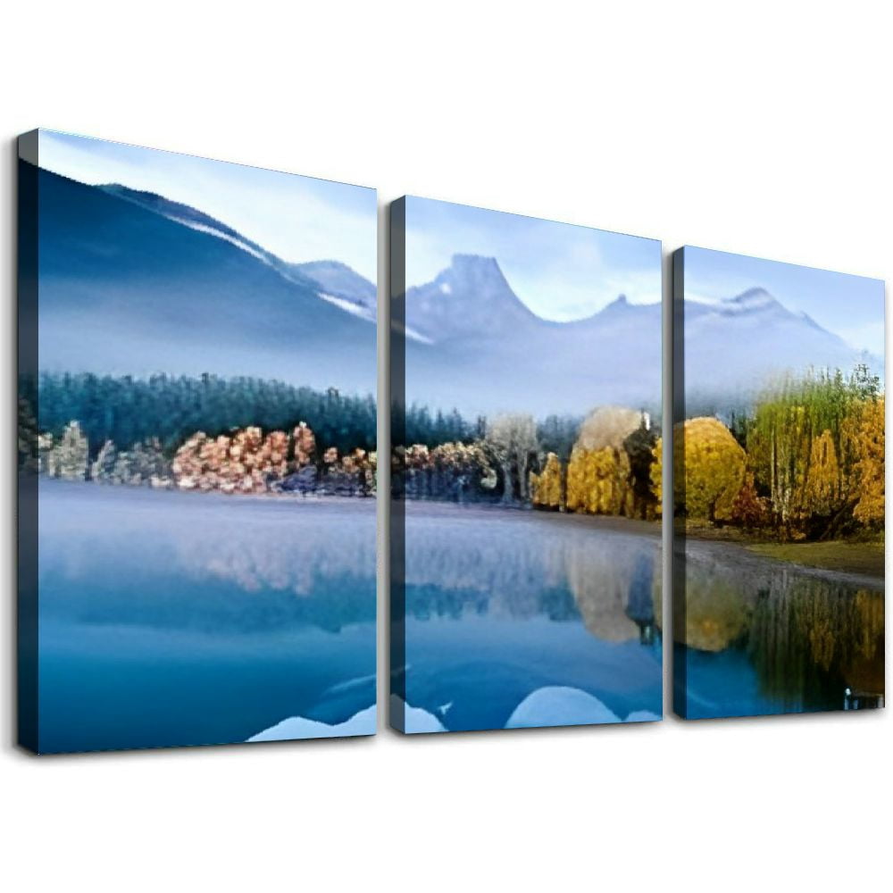 SHANXI Lake Canvas Wall Art National Park Forest Mountains Painting ...