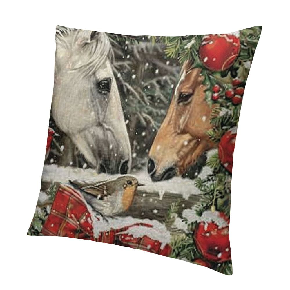 SHANXI Red Frame Garden Animal Horse Decorative Pillow Covers Holiday ...